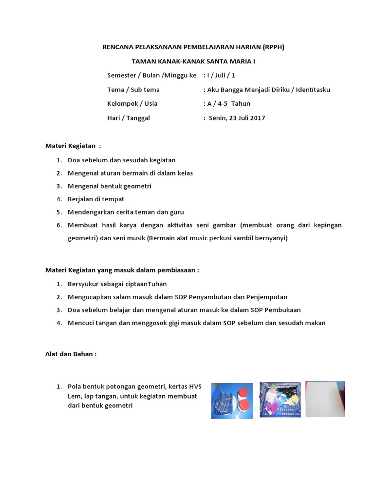 Rencana Pelaksanaan Pembelajaran Harian | PDF