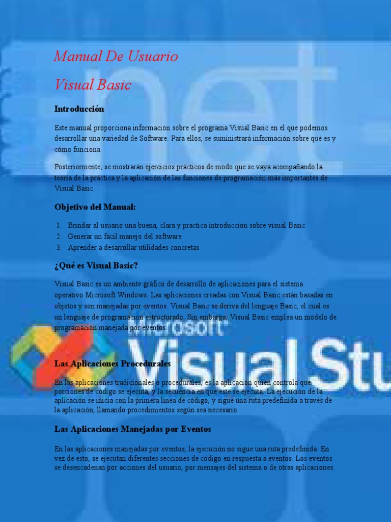 Manual de Usuario Visual Basic | PDF | Básico | Software de la aplicacion