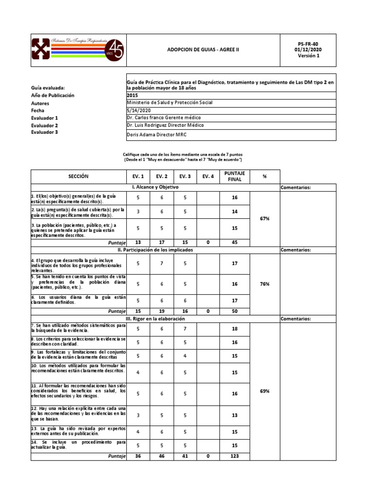 Clasificacion Agree II Formato PDF Diagnostico Medico Medicina