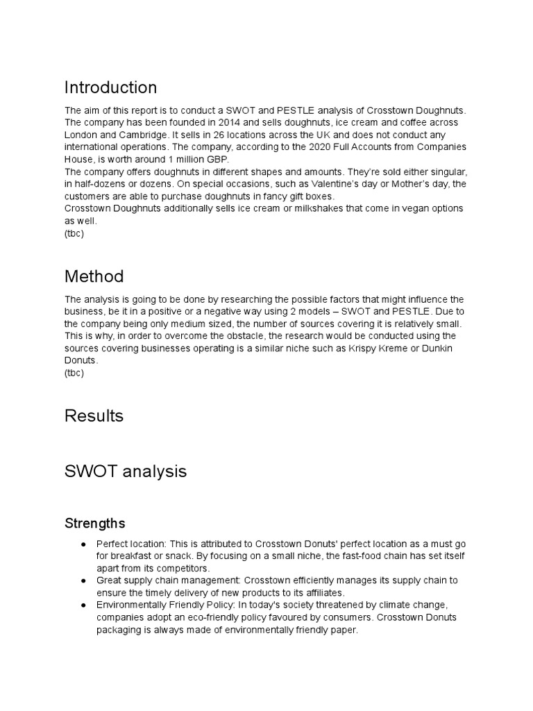 Crosstown Doughnuts Discussion | PDF | Swot Analysis | Economies