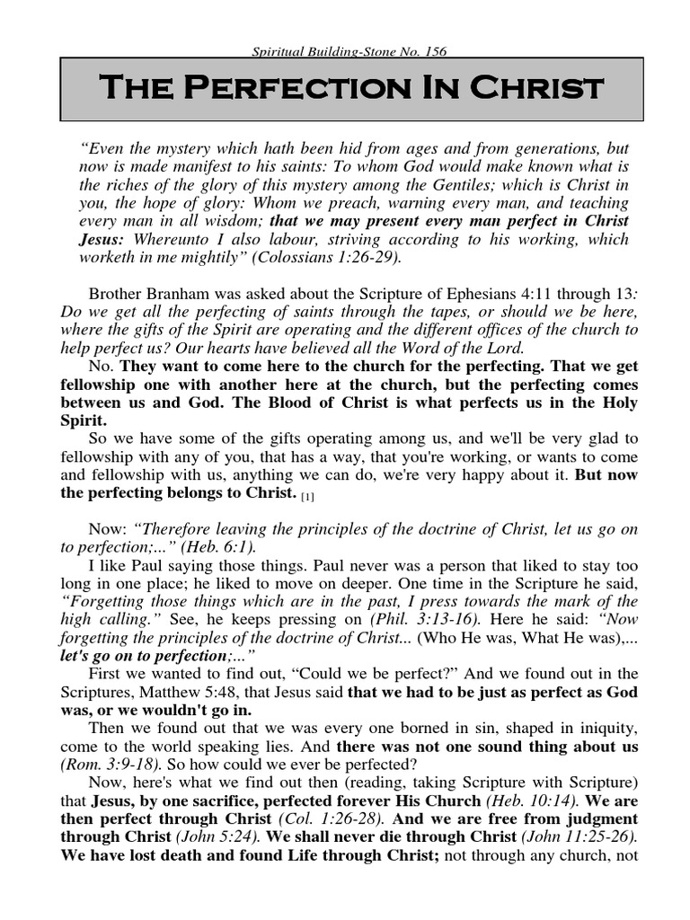 156 The Perfection in Christ | PDF | Baptism | Jesus
