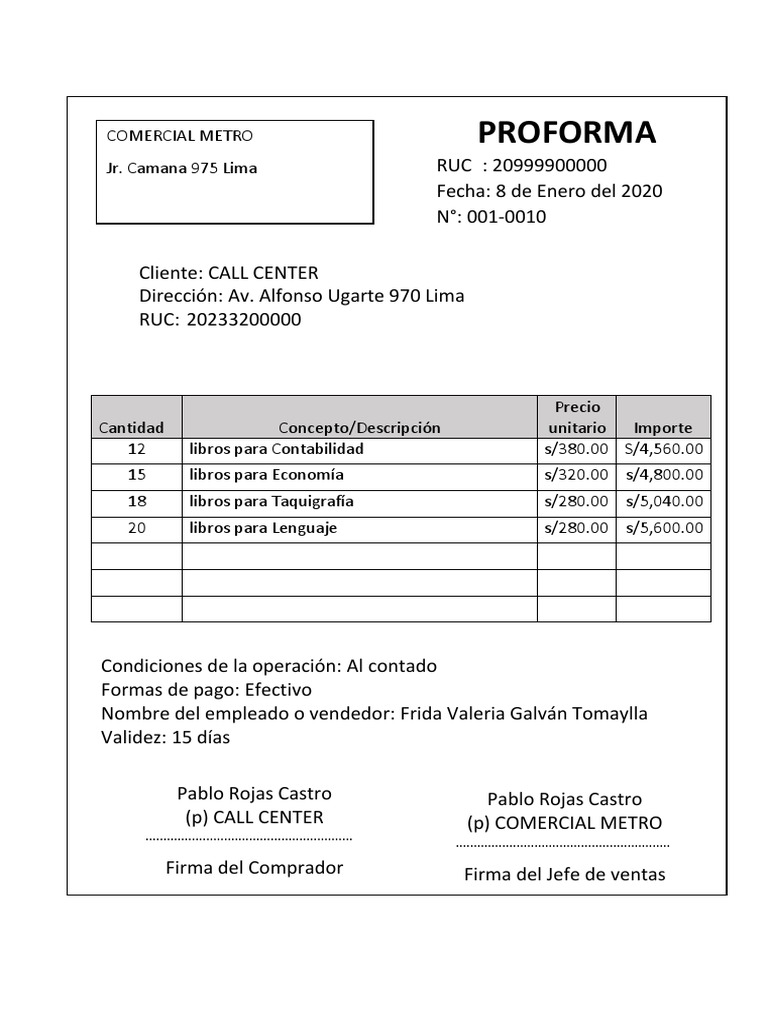 Practica Call Center Proforma | PDF