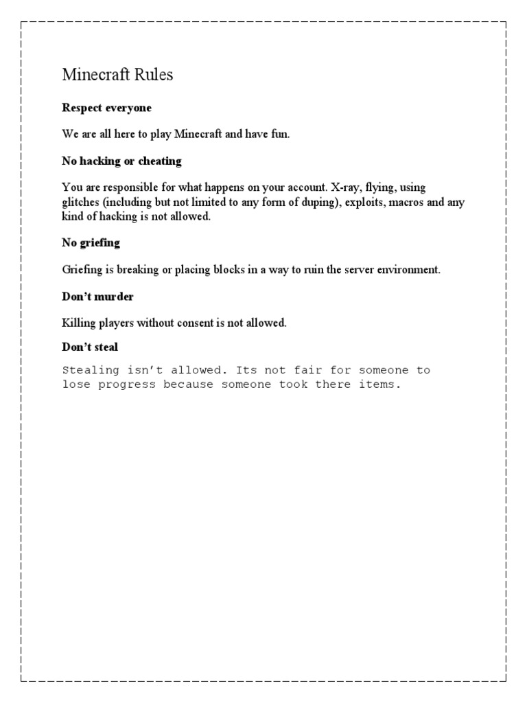 Minecraft Rules 1 | PDF