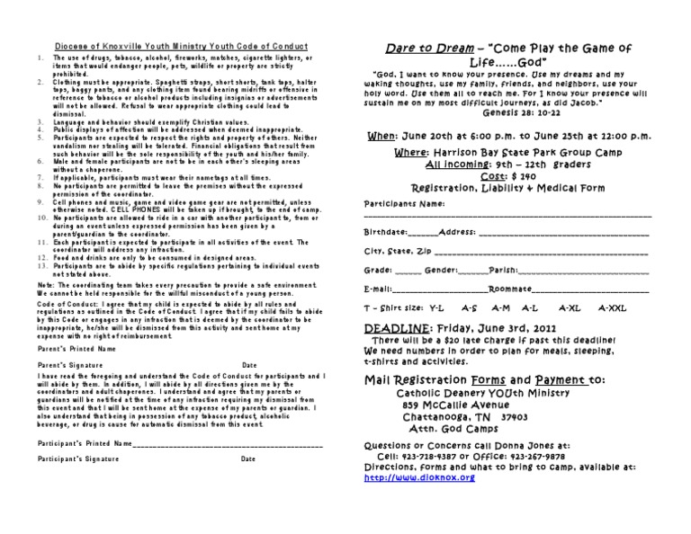 Dare To Dream 2011 Registration and Code of Ethics | PDF