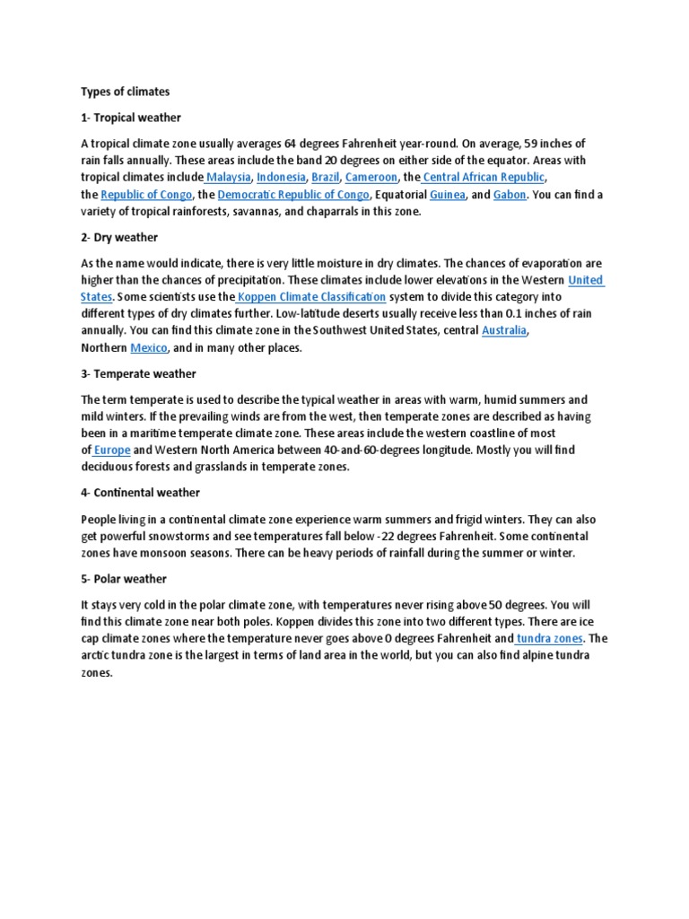 Types of Climates | PDF