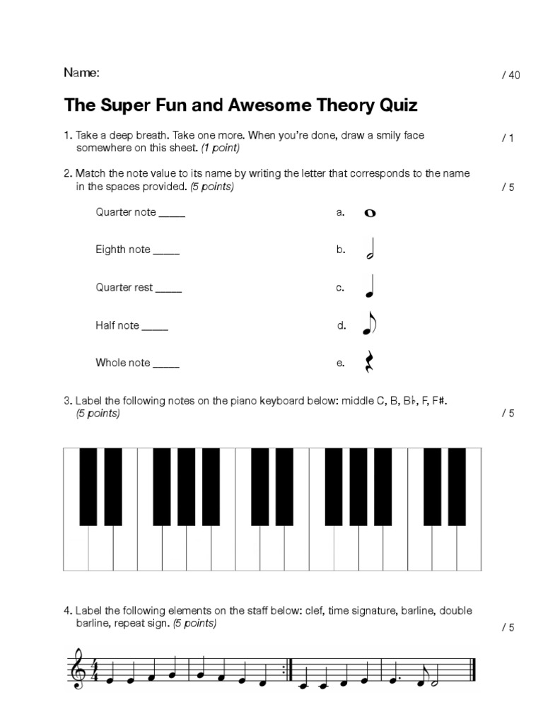 Fun Music Theory Quiz for Beginners | PDF | Language Arts & Discipline
