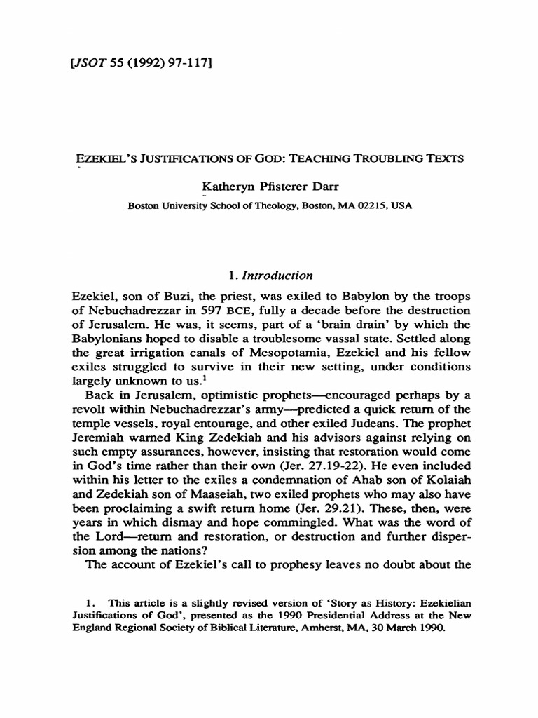 Katheryn Pfisterer Darr, Ã Zekiel's Justifications of God... | PDF ...