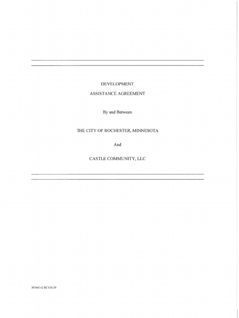 Executed Development Assistance Agreement With Castle Community | PDF