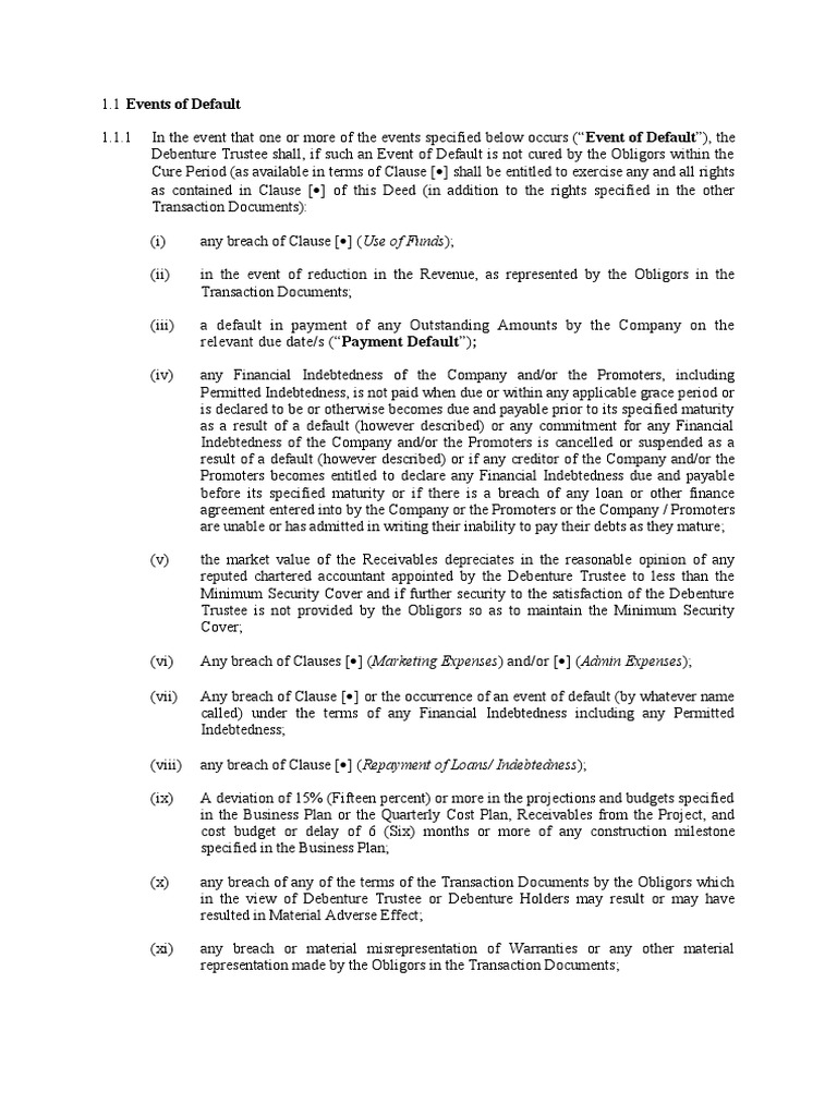 Events of Default - Examples | PDF | Debt | Liquidation