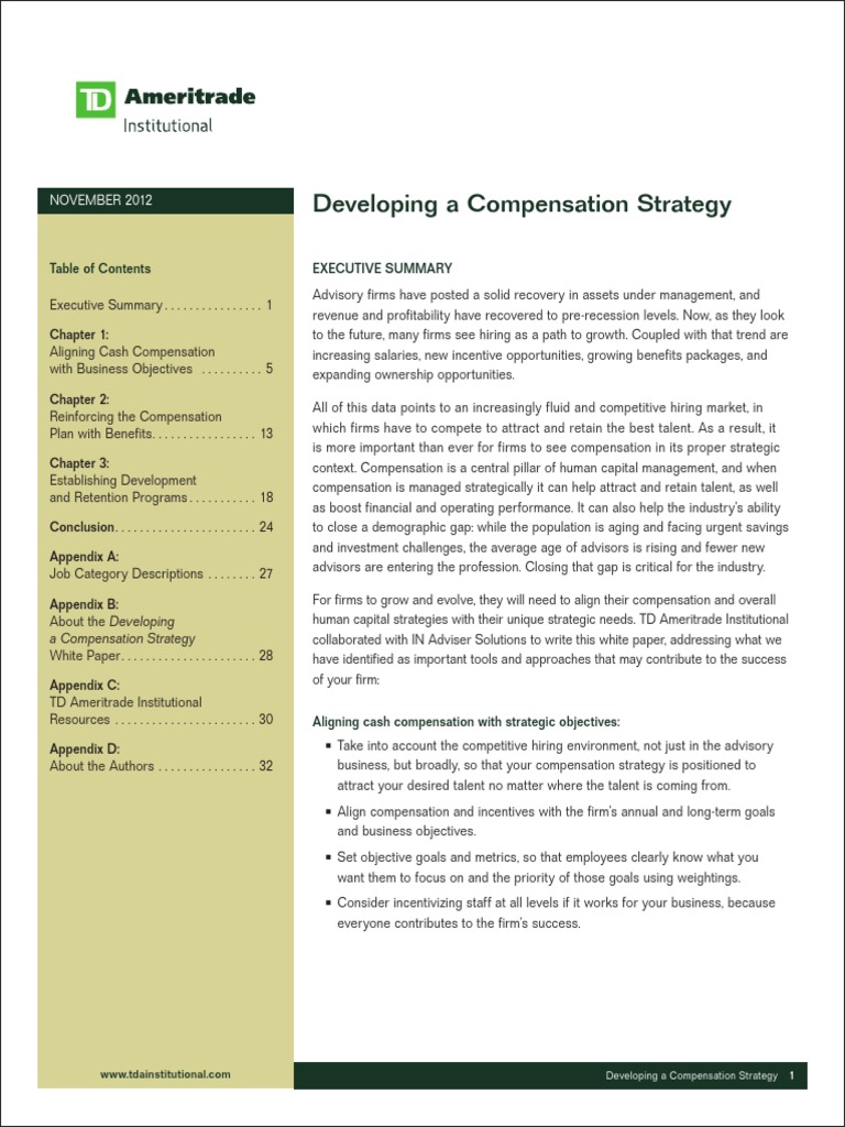 Developing A Compensation Strategy: November 2012 | PDF | Incentive ...
