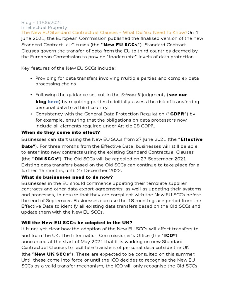The New EU Standard Contractual Clauses - What Do You Need To Know ...