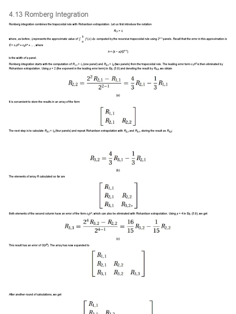 4.13 Romberg Integration | PDF | Computer Science | Algorithms And Data Structures