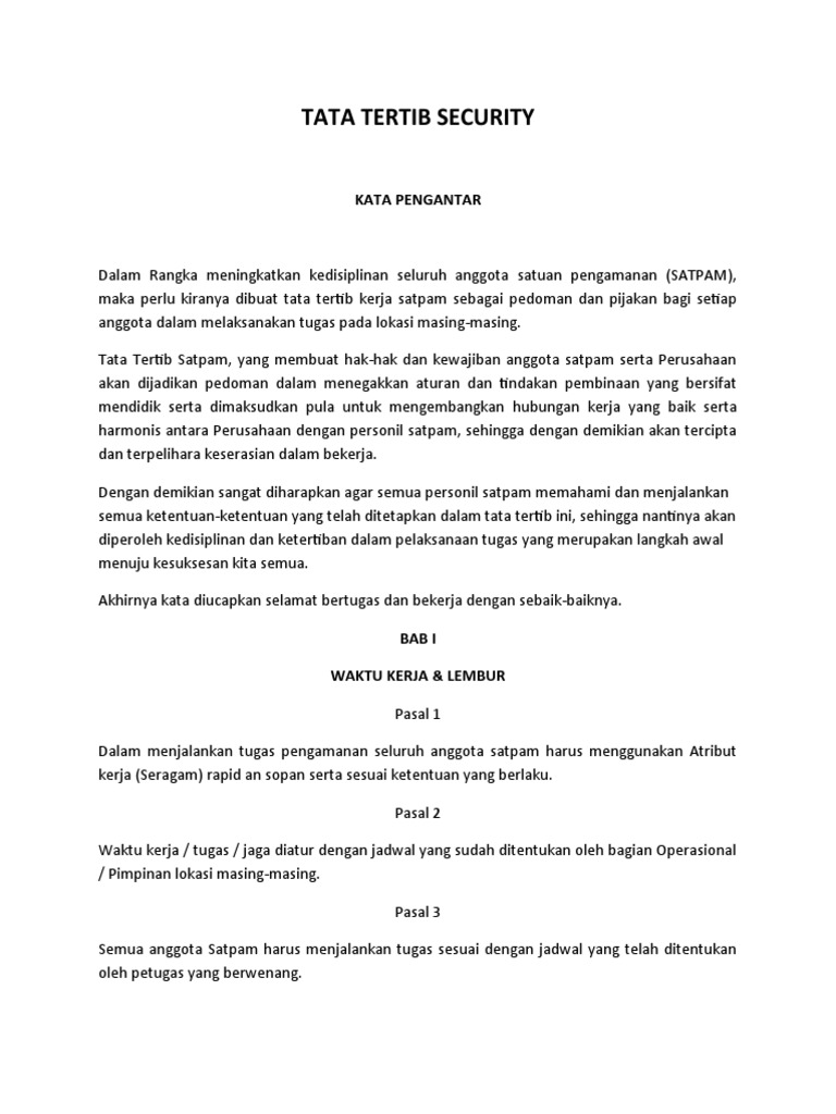 Tata Tertib Security | PDF