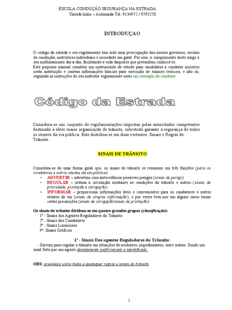 Manual Do Codigo Da Estrada | PDF | Tráfego | Rodovia de acesso controlado