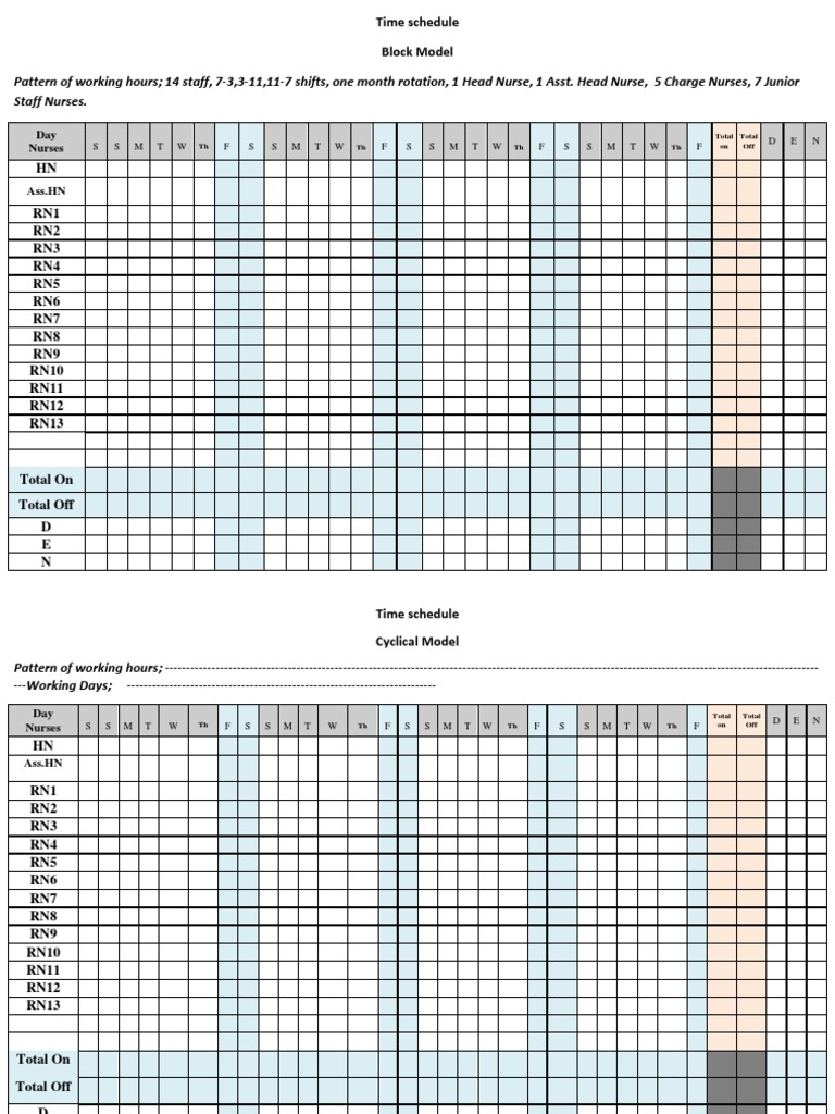 5.a Models of Time Schedule 2021-2022 | PDF