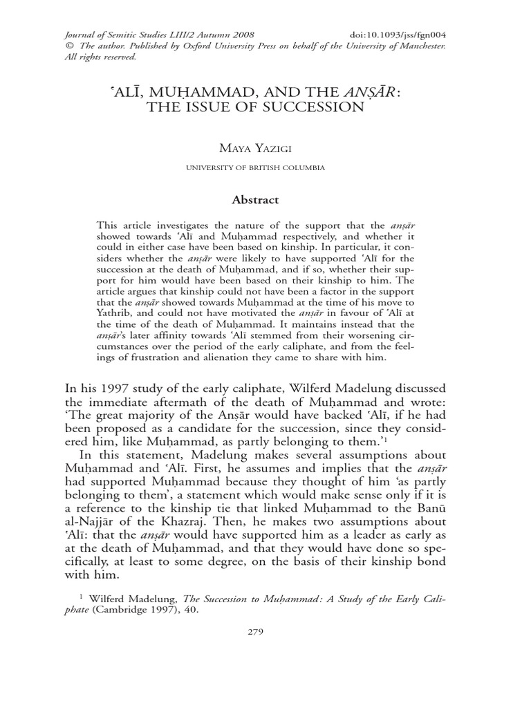 Ali Mohammed Ansar Issue of Succession | PDF | Banu Hashim | Ali