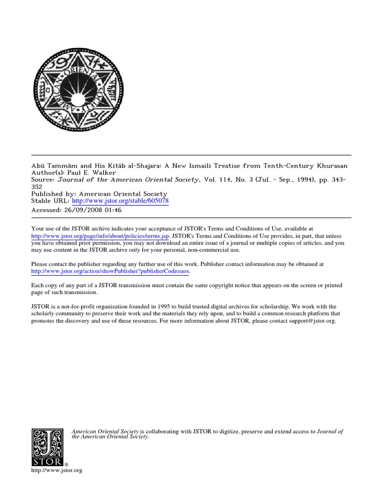 Abu Tamam and His Kitab Al Shajara | PDF | Isma'ilism | Abrahamic Religions