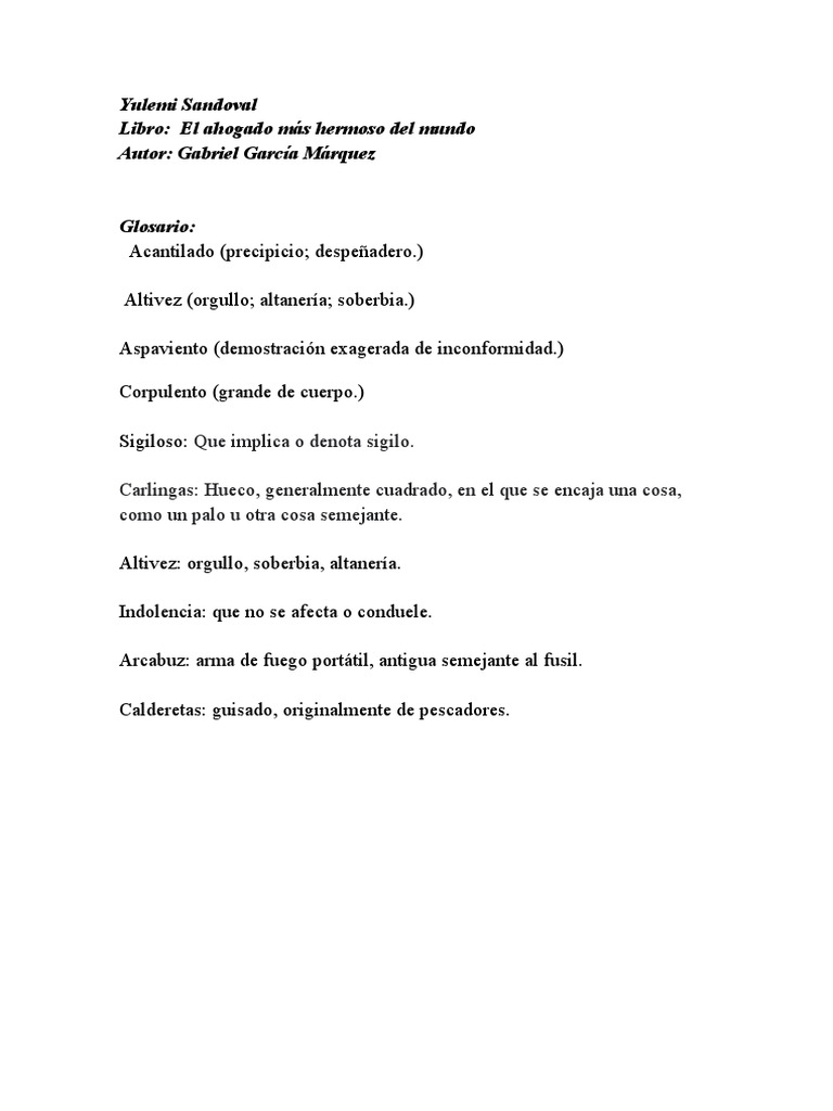 Análisis de "El ahogado más hermoso" | PDF | Gabriel García Márquez