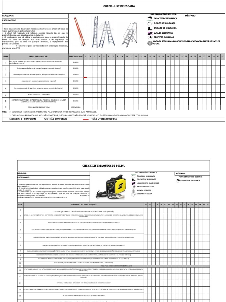 Check List Escada | PDF | Máquinas