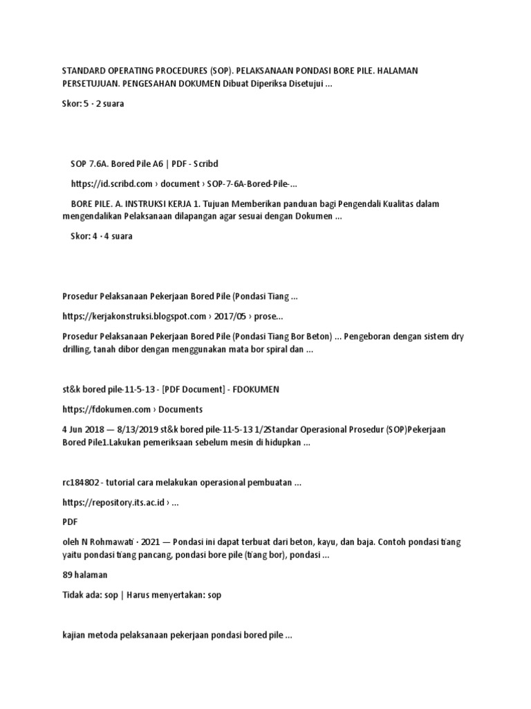 Sop Bore Pile 1 | PDF