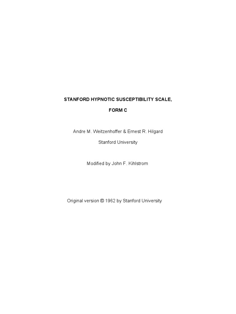 Stanford Hypnotic Susceptibility Scale | PDF | Hypnosis | Psychology