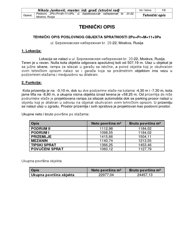 Tehnički Opis | PDF