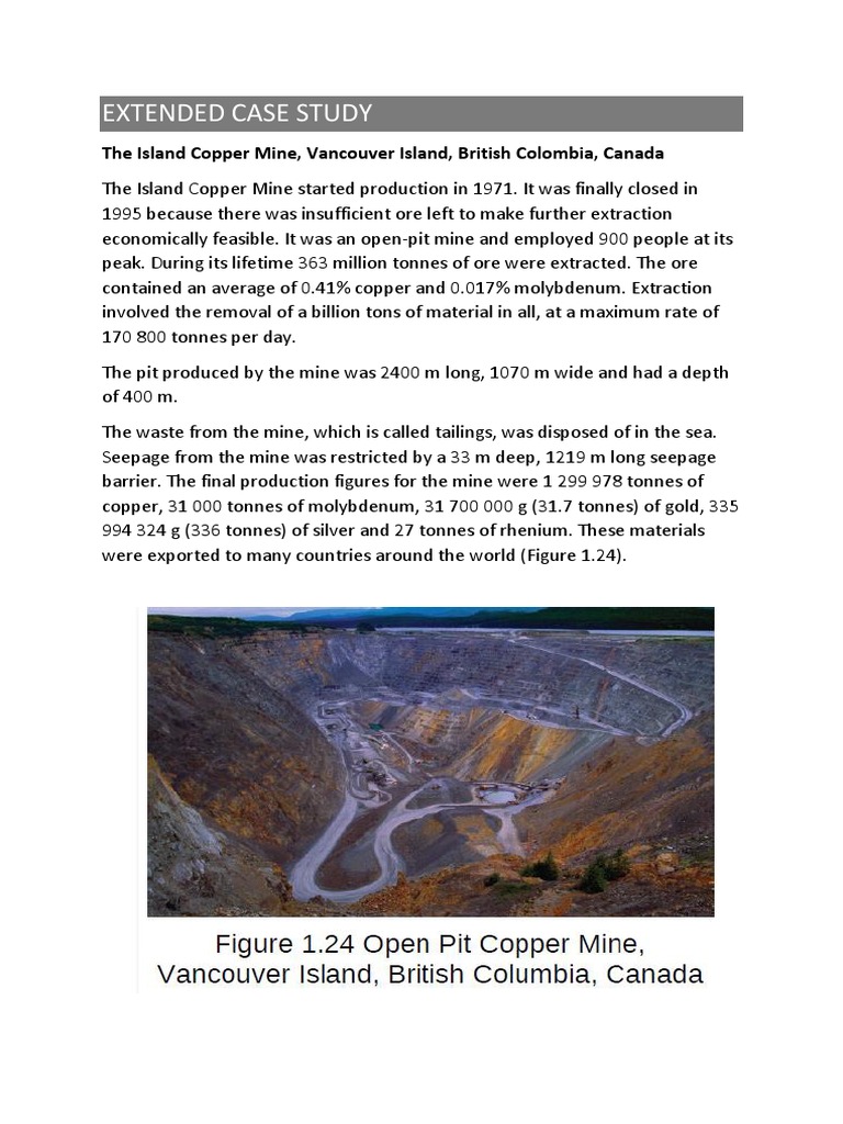 Extended Case Study The Island Copper Mine | PDF | Mining | Natural Environment