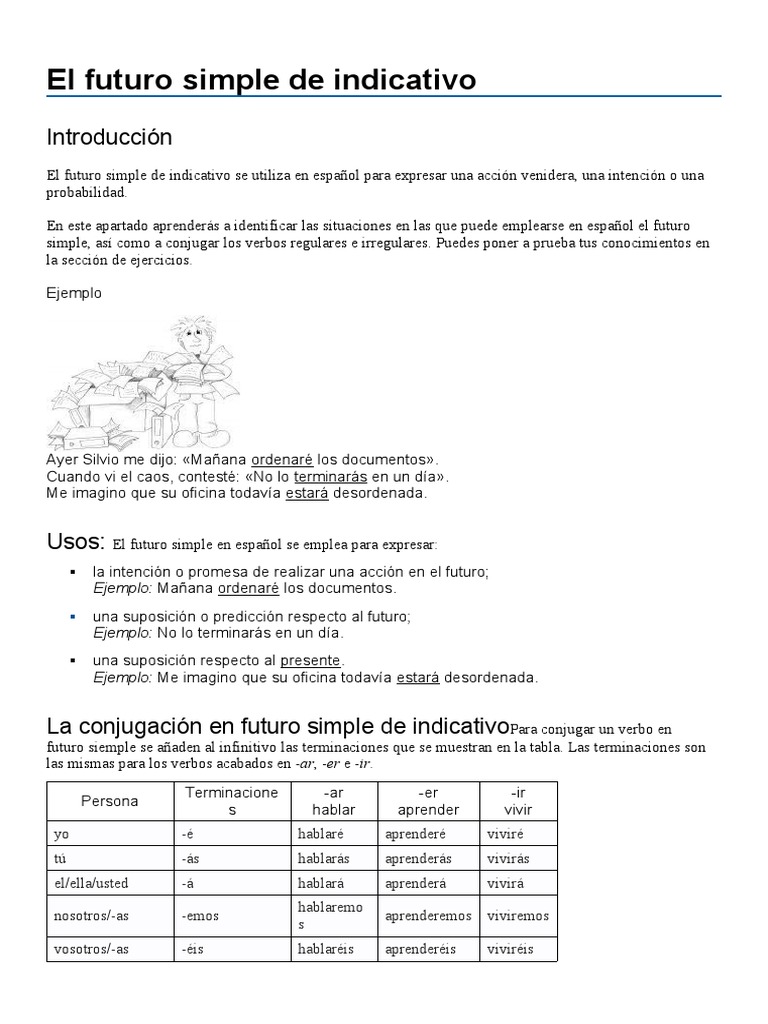 El Futuro Simple de Indicativo | PDF | Verbo | Mecánica del lenguaje