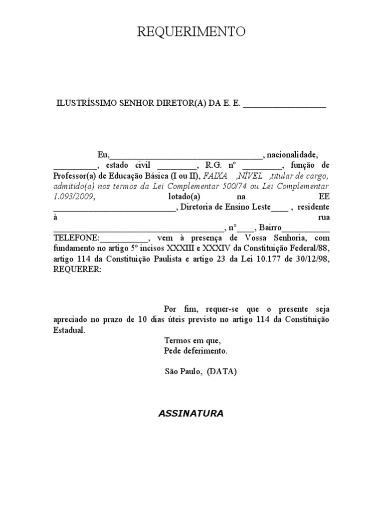 Modelo de Requerimento Formal | PDF | Direito