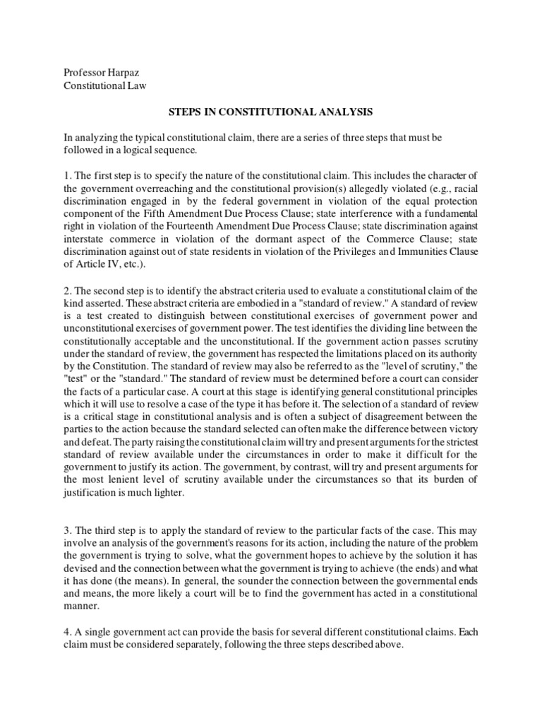Steps To Constitutional Analysis | PDF | Standard Of Review ...