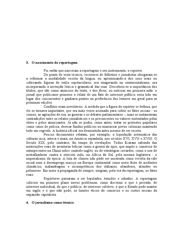 A Evolução da Reportagem Jornalística | PDF | Jornalismo | Informação