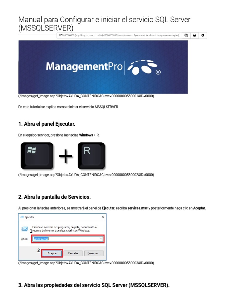 Configurar e Iniciar El Servicio SQL Server (MSSQLSERVER) | PDF ...
