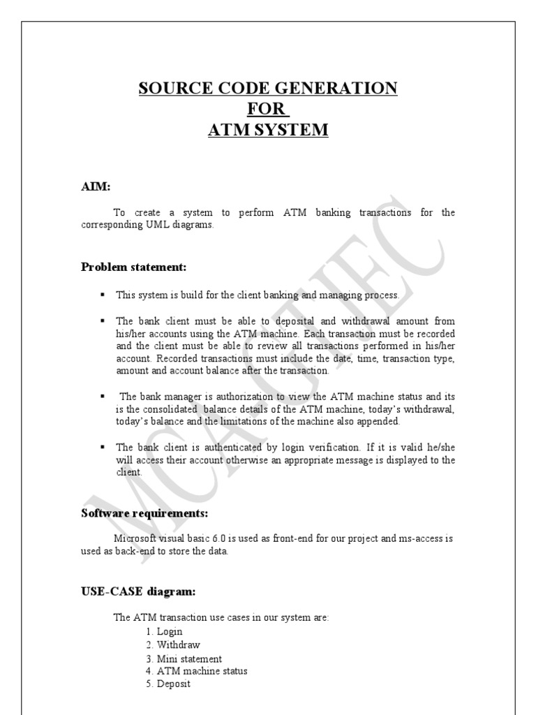 04 Atmsystem Source Code Pdf User Computing Automated Teller 5499