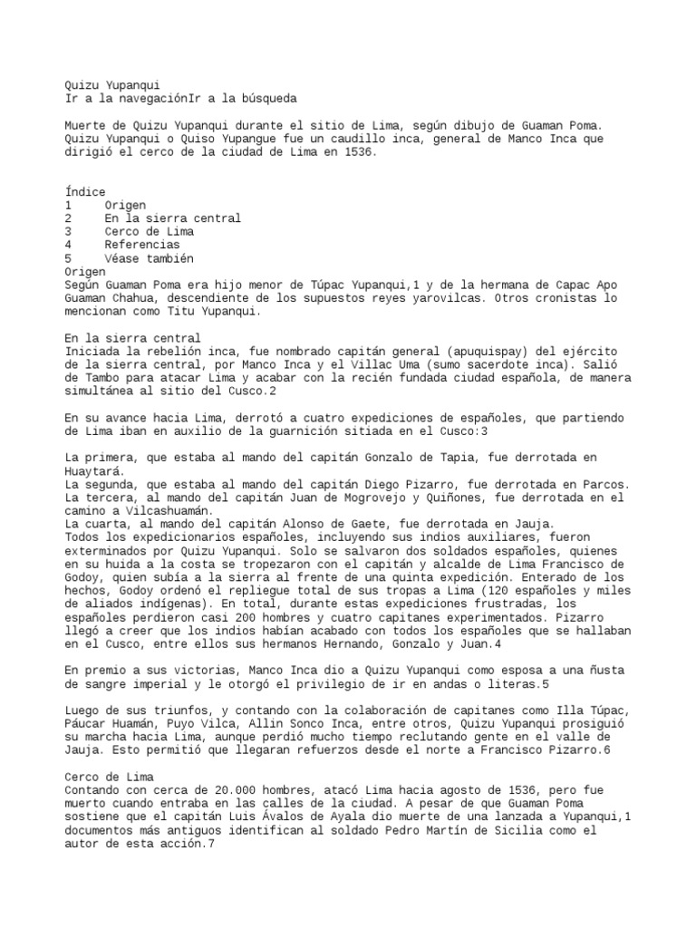 Quizu Yupanqui: Caudillo Inca en Lima | PDF | Imperio Inca | Perú