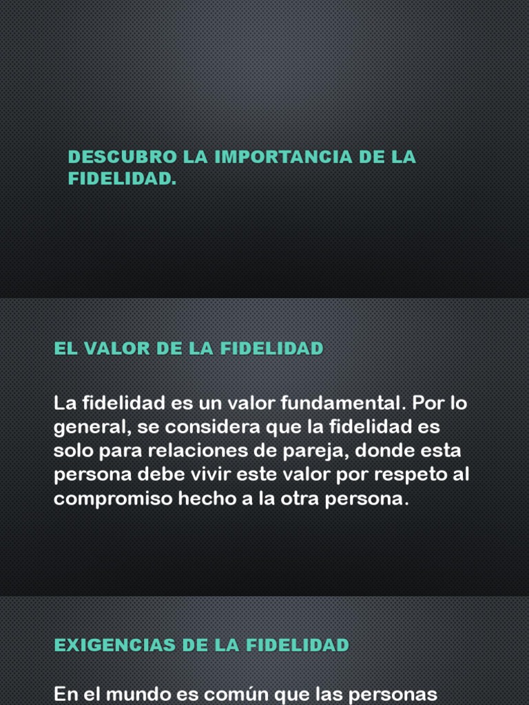 La Importancia de la Fidelidad | PDF | Amor