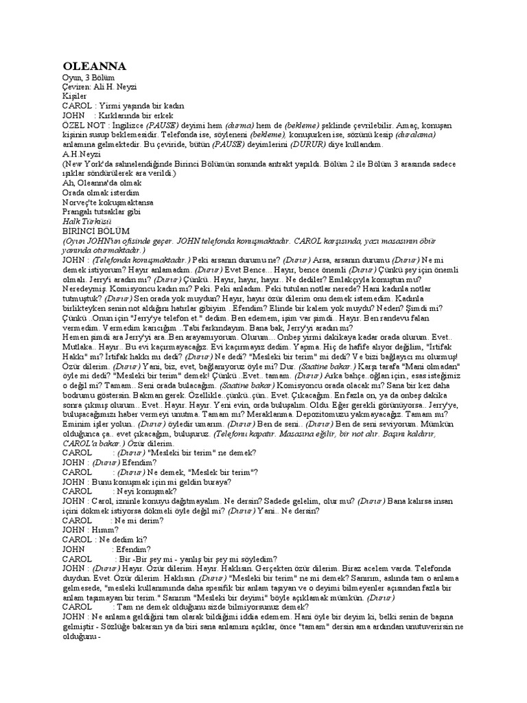 David Mamet - Oleanna | PDF