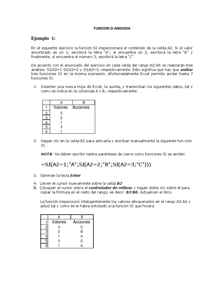 Funcion Si Anidada | PDF | Microsoft Excel | Informática y tecnología ...