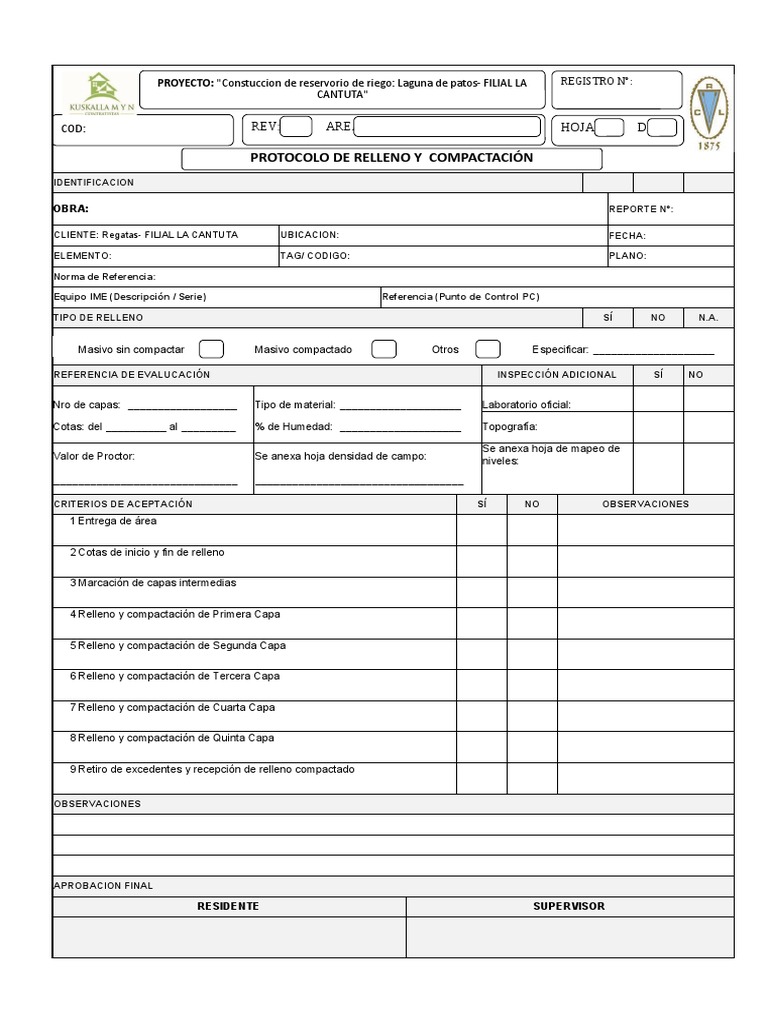 Protocolo de Relleno y Compactacion | PDF
