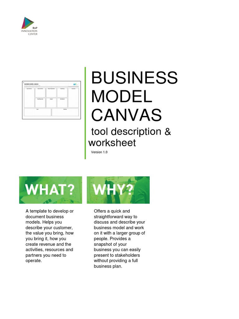 Business Model Canvas: Tool Description & Worksheet | PDF | Business ...