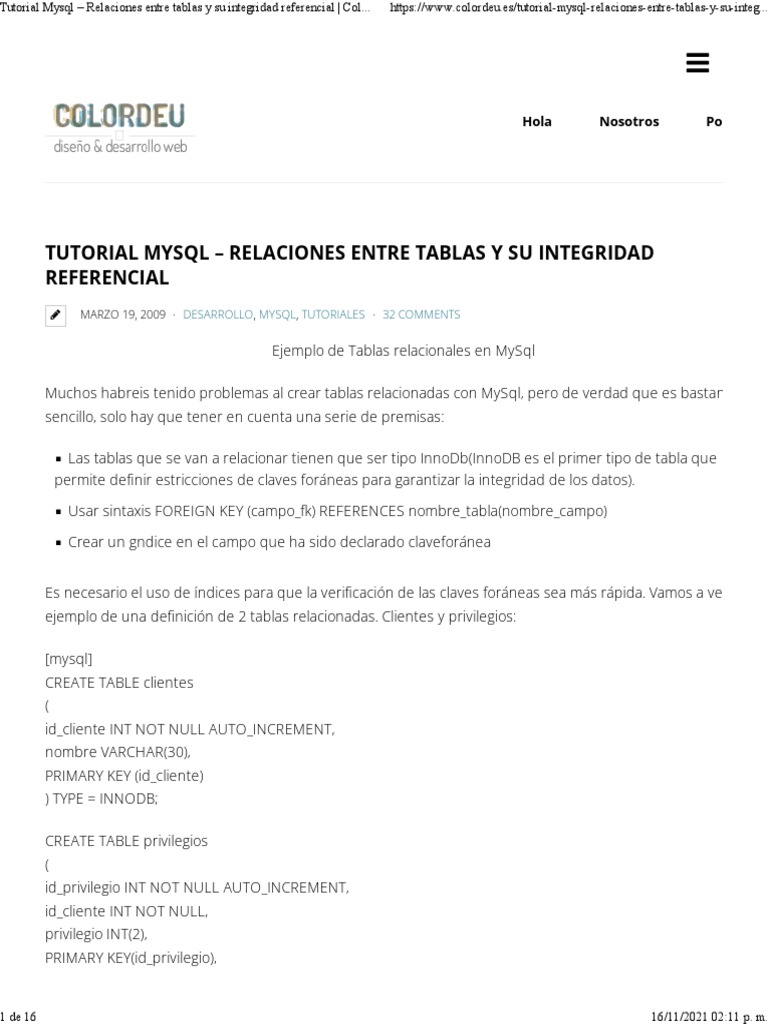 Tutorial Mysql Relaciones Entre Tablas Y Su Integridad Referencial 0902