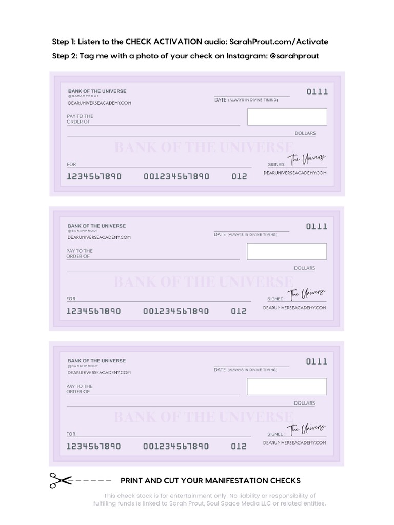 Dear Universe Checks Printable | PDF