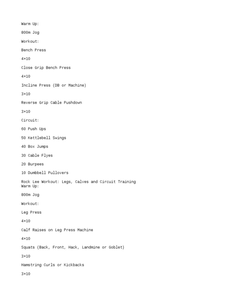 Rock Lee Training | PDF