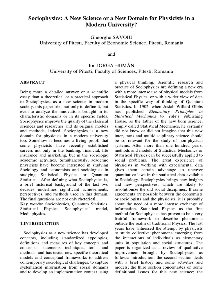 Sociophysics: Analyzing the Potential for Physicists to Make Valuable ...