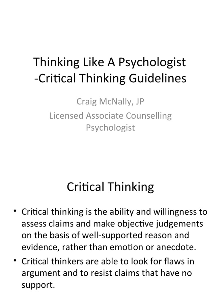 Wk. 2 - Thinking Like A Psychologist Critical Thinking | PDF | Critical ...
