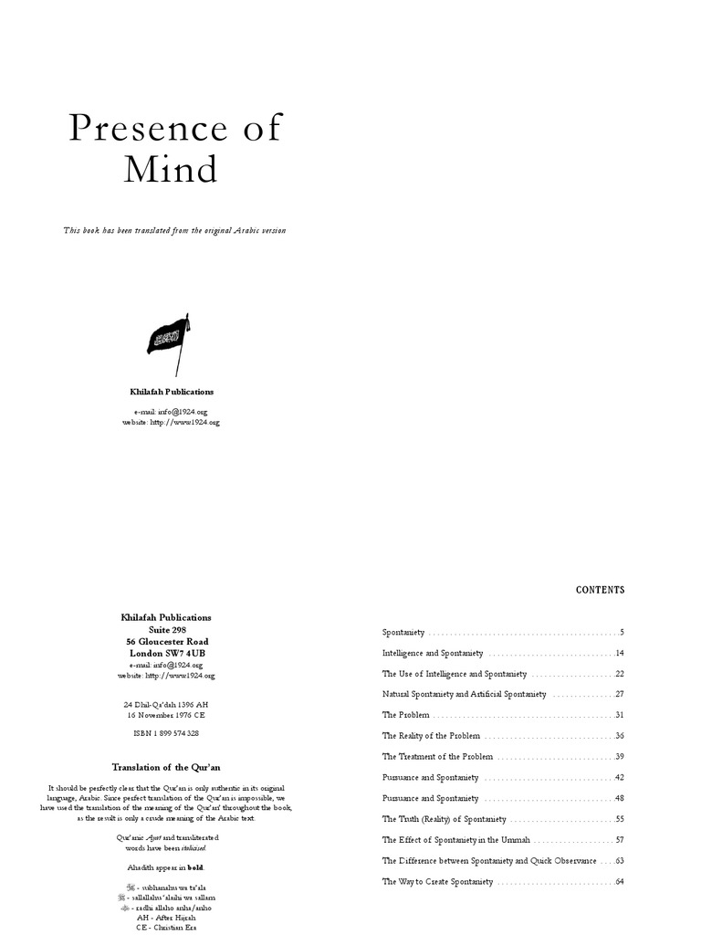 Presence of Mind | PDF | Thought | Mind