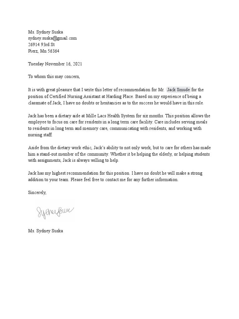 Letter of Rec | PDF | Self-Improvement | Wellness
