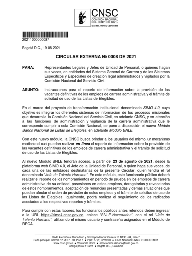 Circular 008 CNSC | PDF | Informática