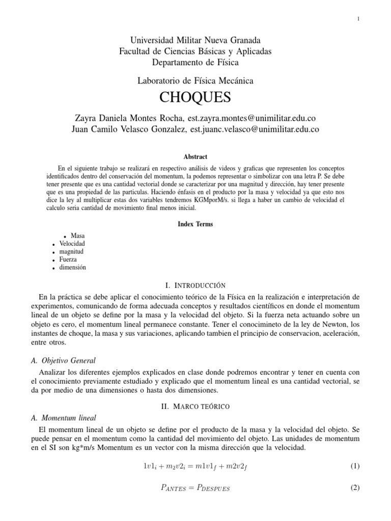 Informe Practica Choques | PDF | Impulso | Masa