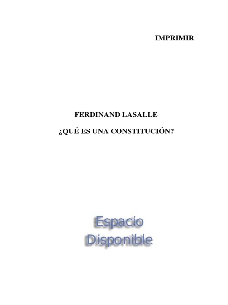 Lasalle Ferdinand Que Es Una Constitucion Pdf Constitución Bancos