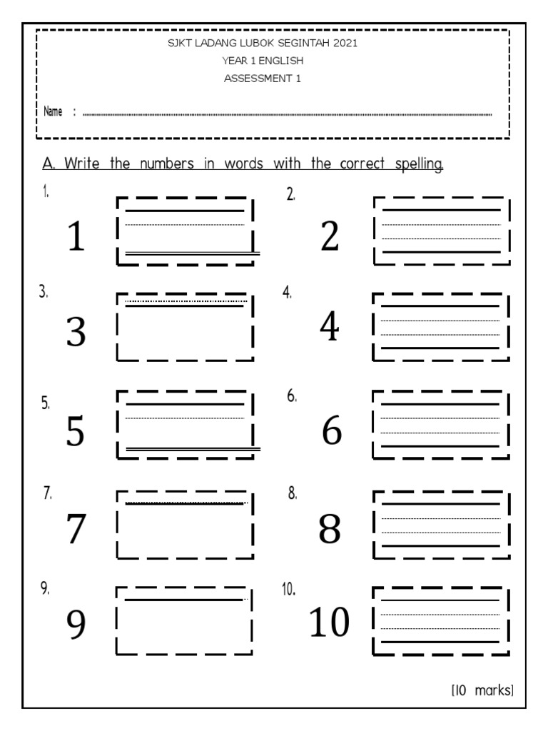 Year 1 English Assessment | PDF
